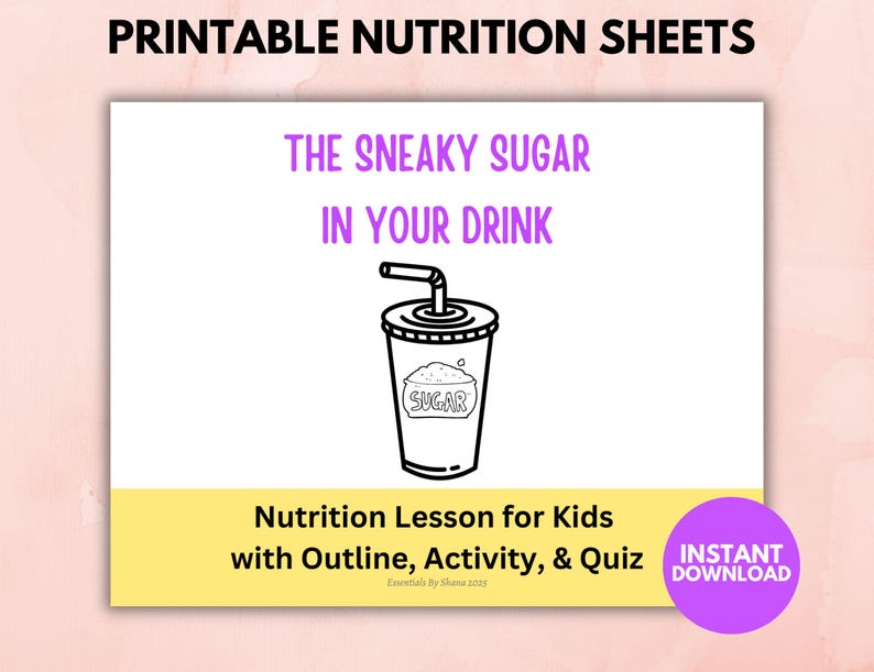 Printable Nutrition Lesson for Kids: Sneaky Sugar in Beverages ...