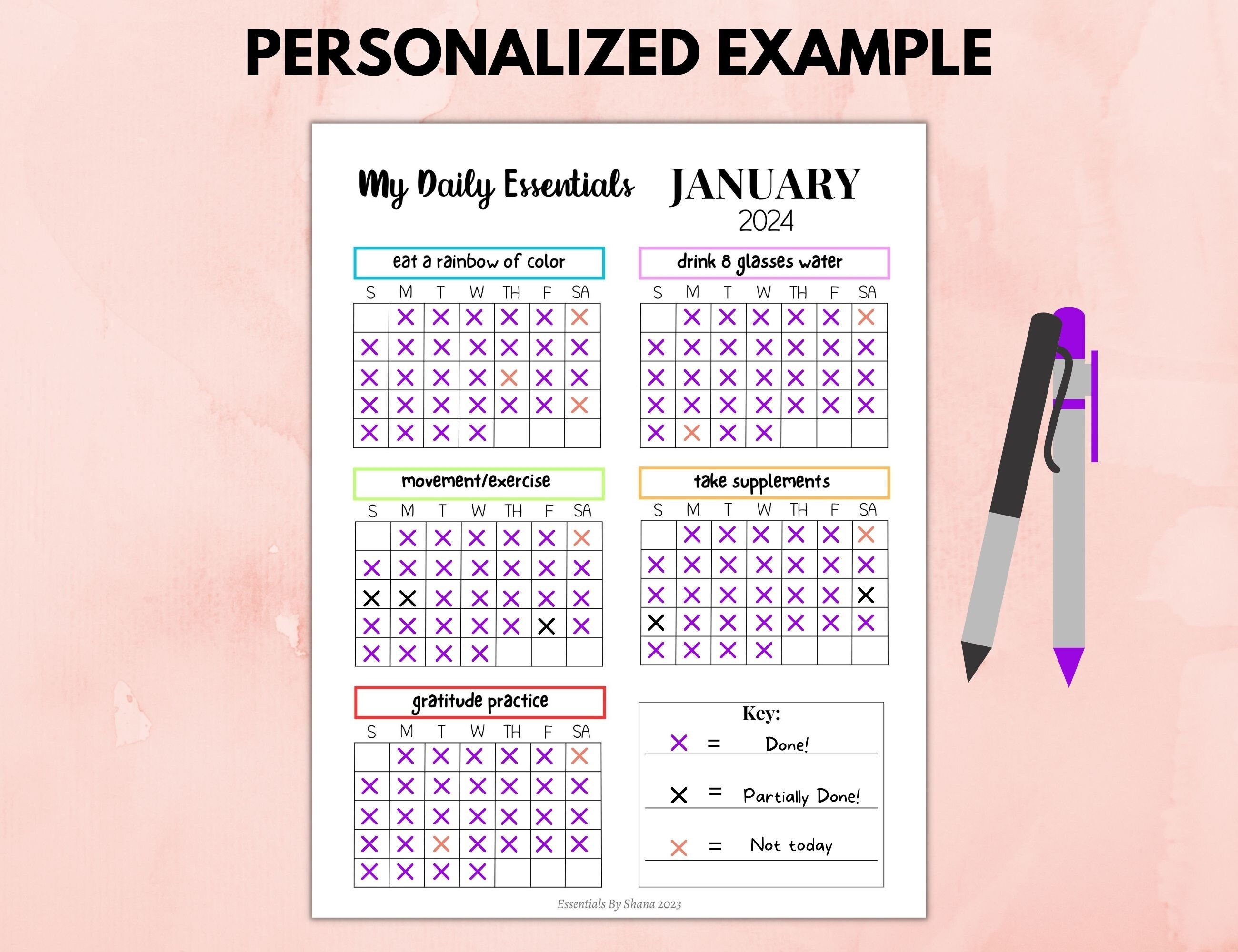 Printable Daily Habit Tracker Calendar Monthly Goal Tracker - Etsy