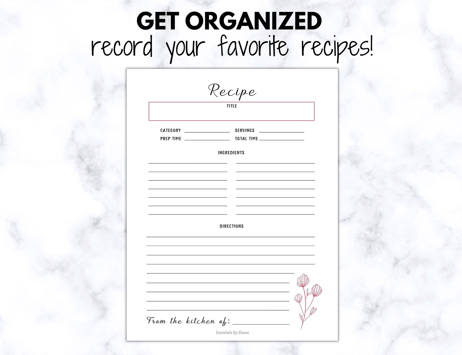 Printable Blank Recipe Pages for Handwritten Recipes and Recipe Books ...