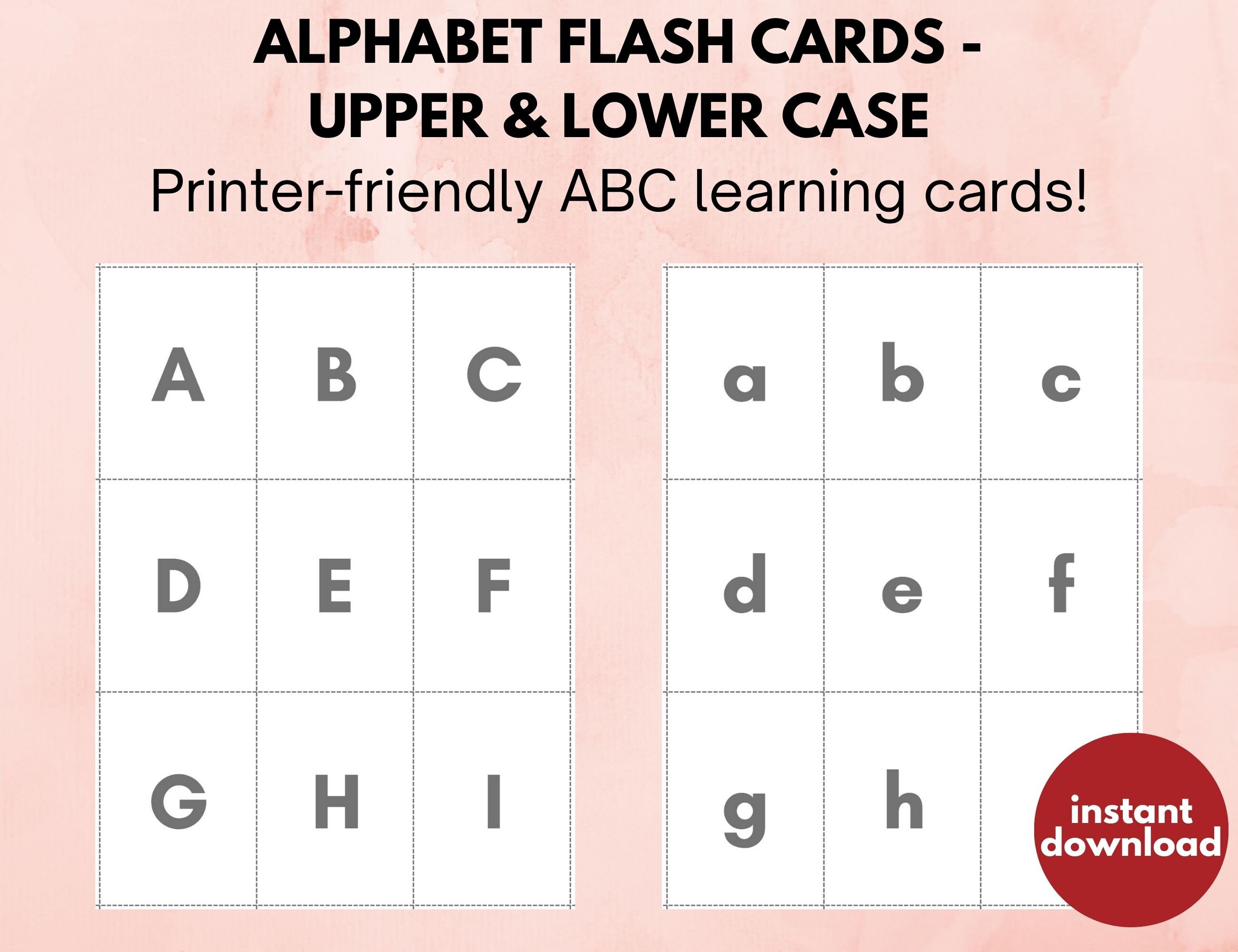 Printable Alphabet Flash Cards in Black and White, ABC Uppercase and ...