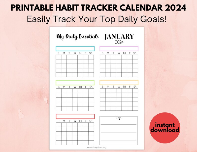 Printable Daily Habit Tracker Calendar Monthly Goal Tracker - Etsy
