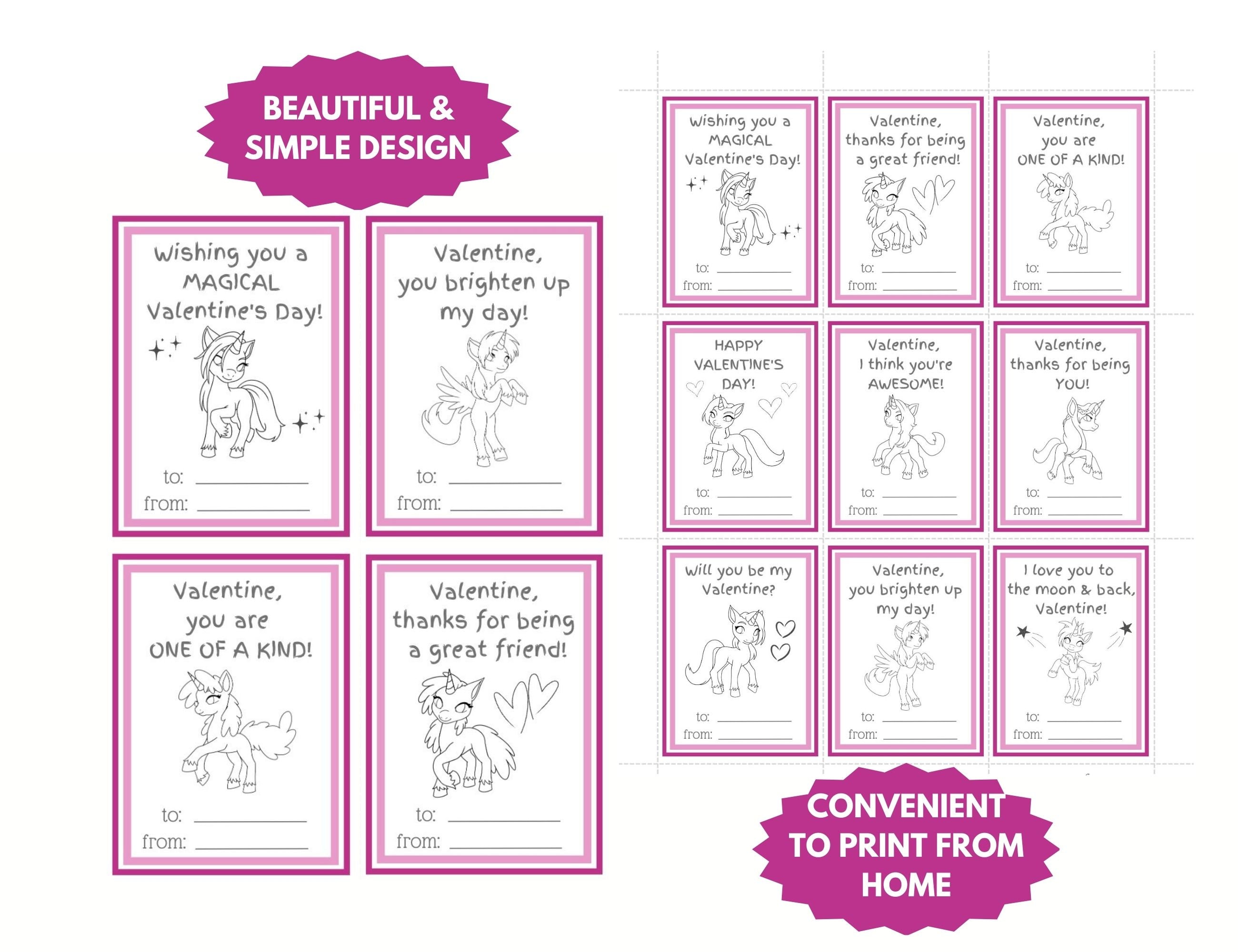 Printable Unicorn Valentine Cards, Unicorn Valentine for Kids, Mini ...