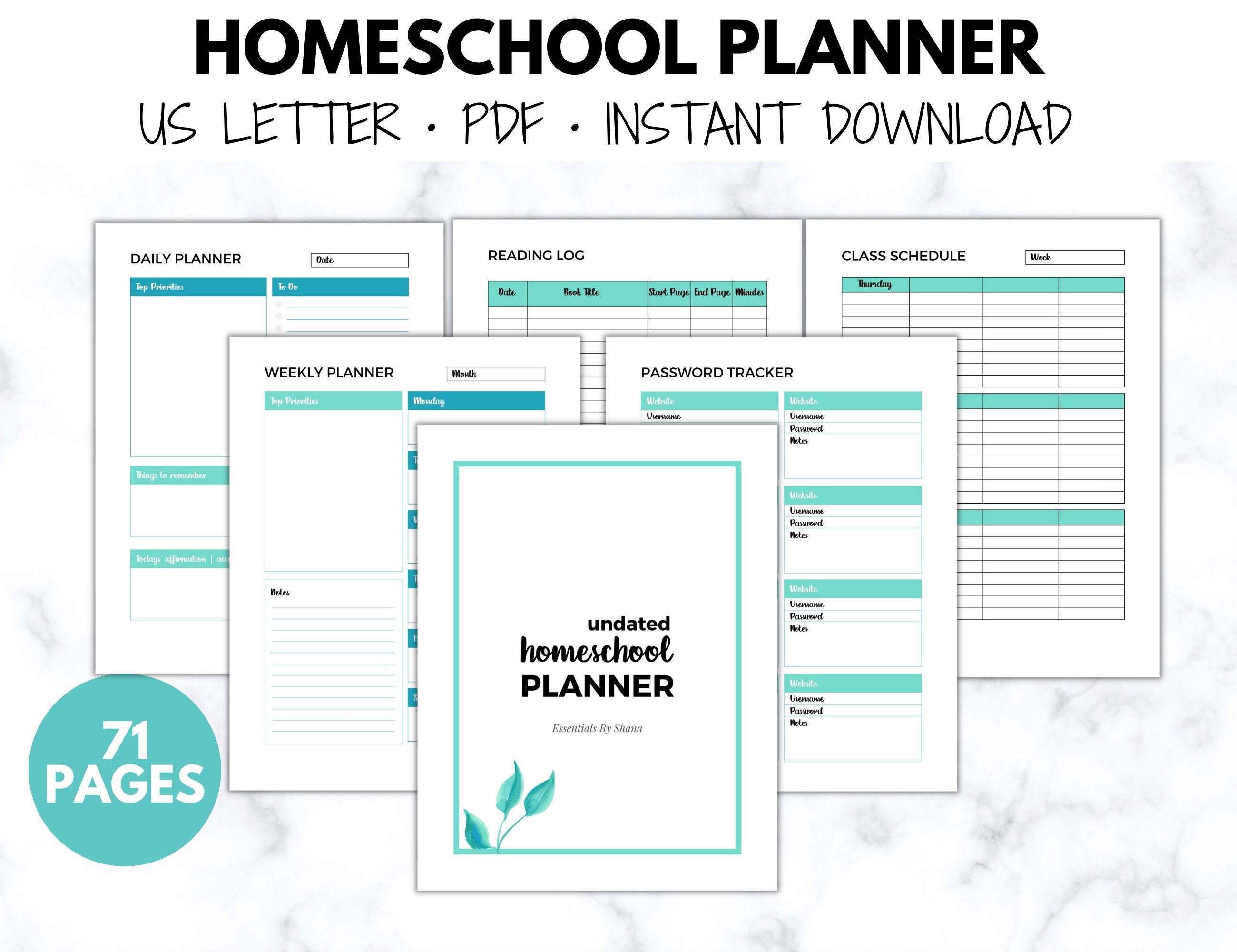 Printable Homeschool Planner Pages, Homeschool Organizer and Academic ...