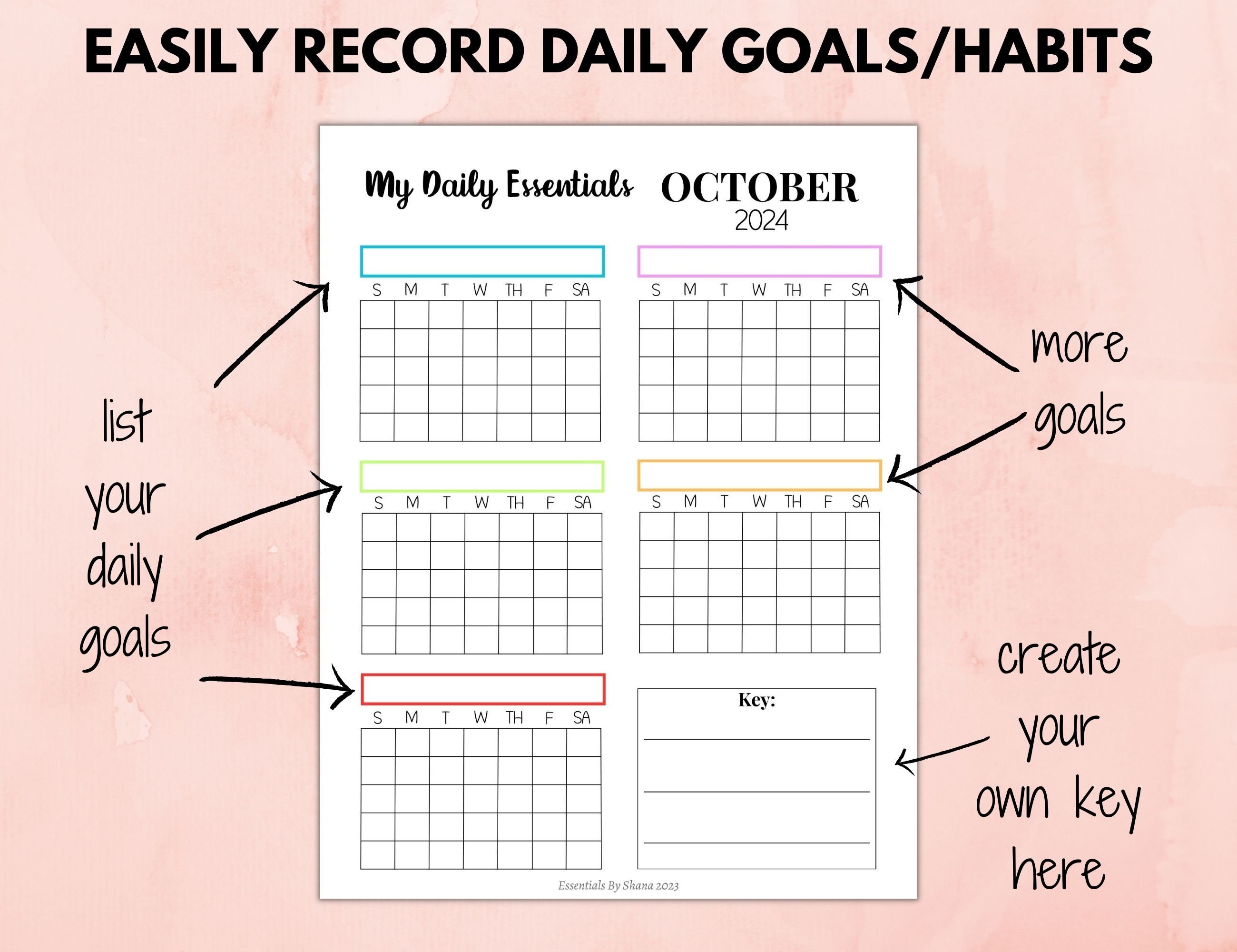 Printable Daily Habit Tracker Calendar Monthly Goal Tracker - Etsy