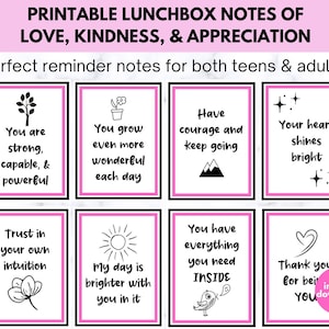 Printable Lunchbox Notes of Love Kindness Appreciation for Teens and ...
