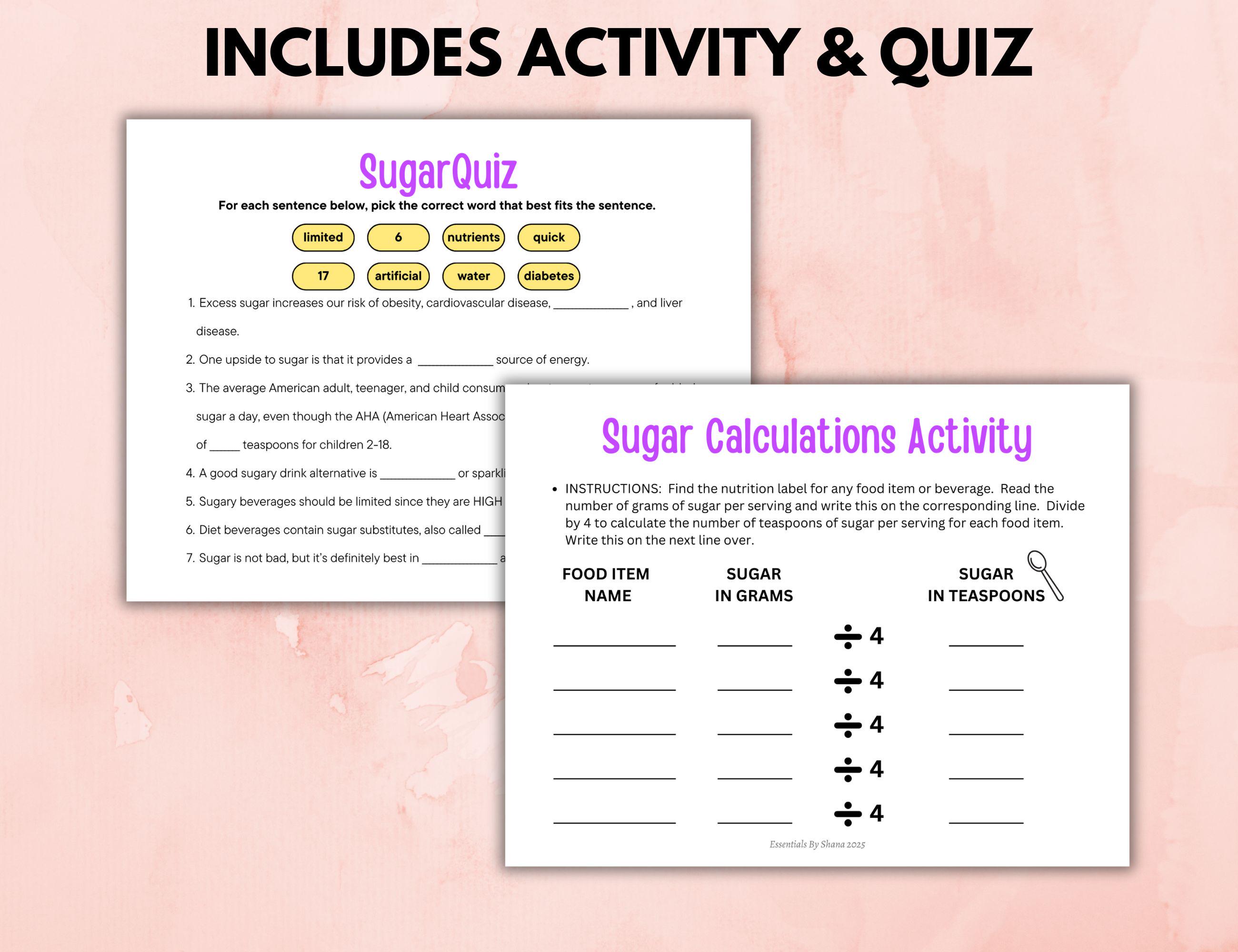 Printable Nutrition Lesson for Kids: Sneaky Sugar in Beverages ...