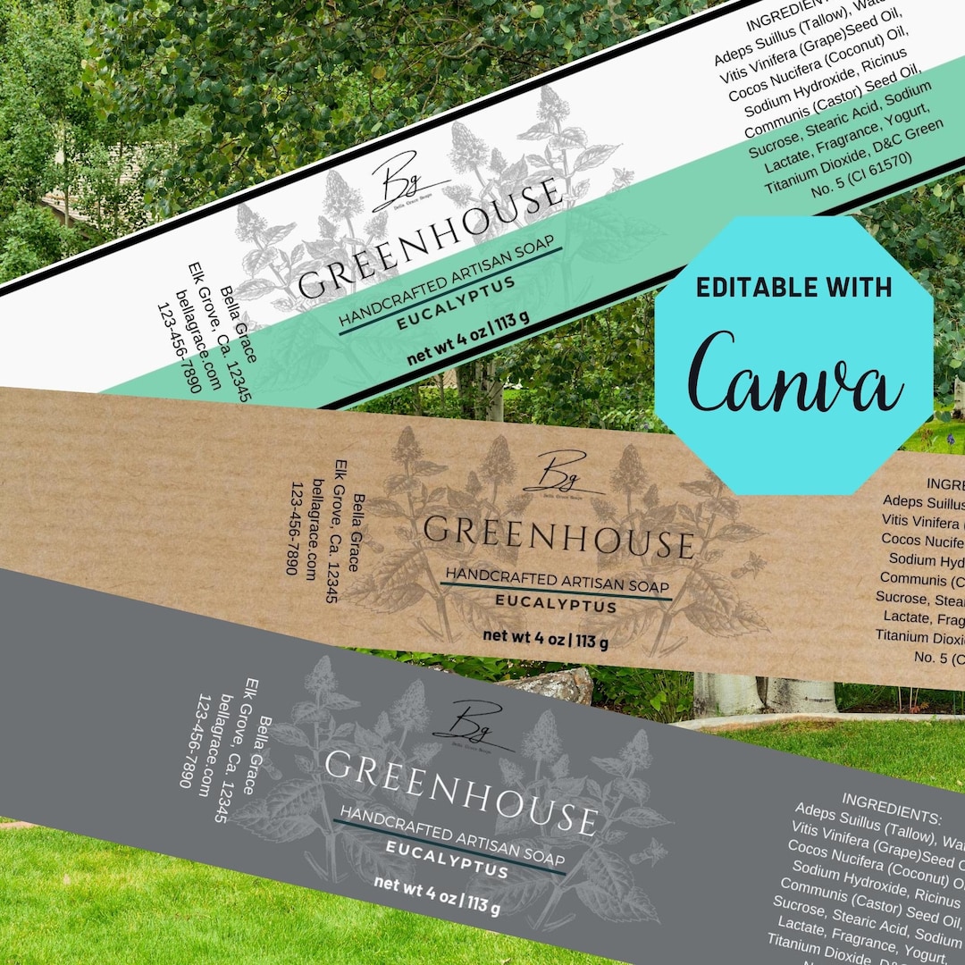 Editable Soap Wrapper Label Template for Canva. Organic Printable Belly ...