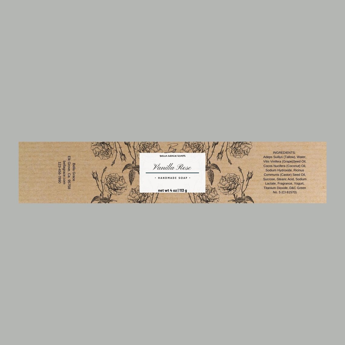Editable Soap Wrapper Label Template for Canva. Organic Floral ...