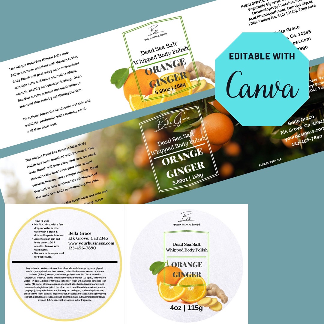 Editable Soap Wrapper Label Template for Canva Organic Printable Belly ...
