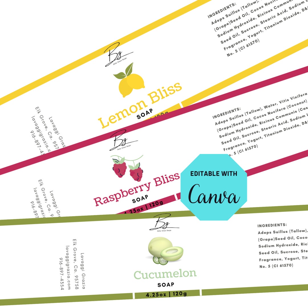 Editable Soap Wrapper Label Template for Canva. Organic Printable Belly ...