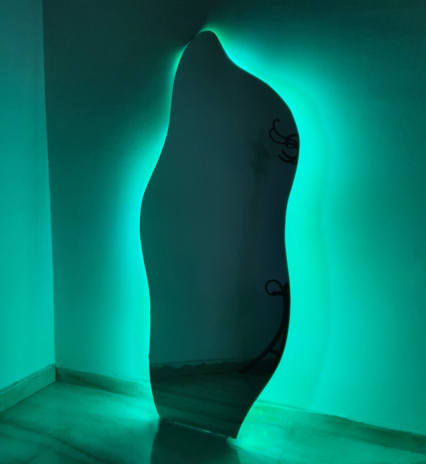 Full Length LED Wavy Mirror frameless Floor Mirror Full - Etsy