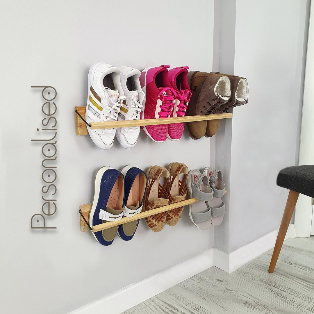 Personalized Wall Mounted Shoe Rack: Entryway Wooden Organizer - Etsy