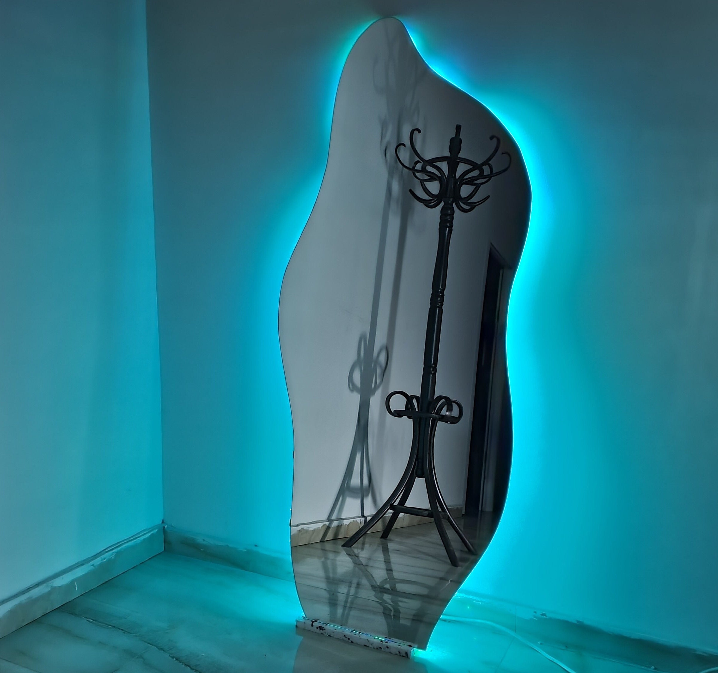 Full Length LED Wavy Mirror frameless Floor Mirror Full - Etsy