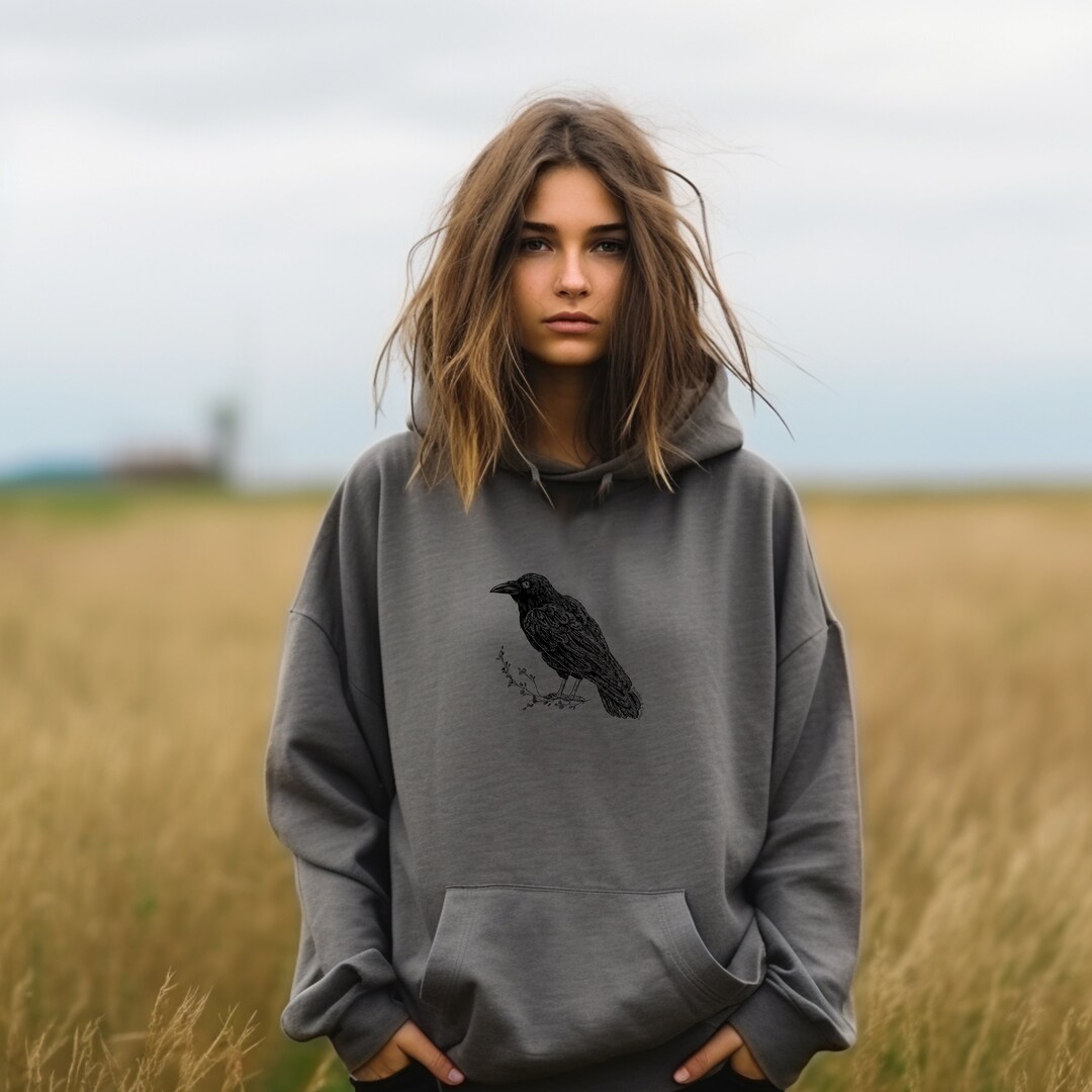 Raven Hoodie || Raven Crow Hooded Sweatshirt || Eco Hoodie || Wildlife ...