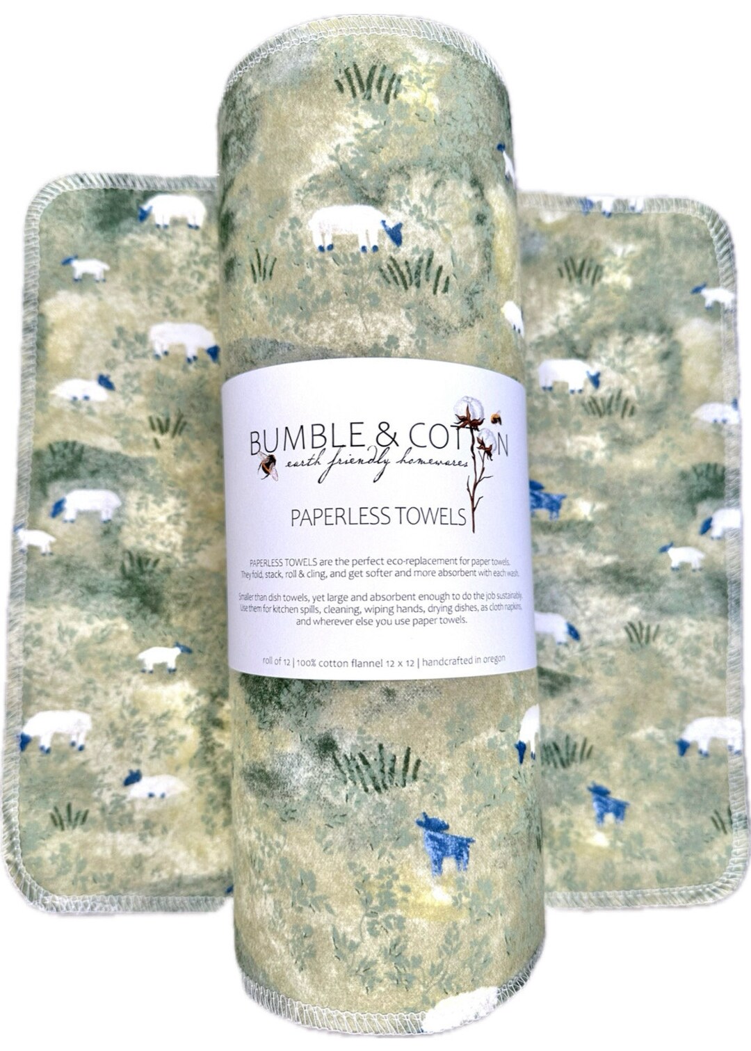 Sheep Paperless Towels Unpaper Towels Zero-waste Eco Kitchen Gift 12x12 ...