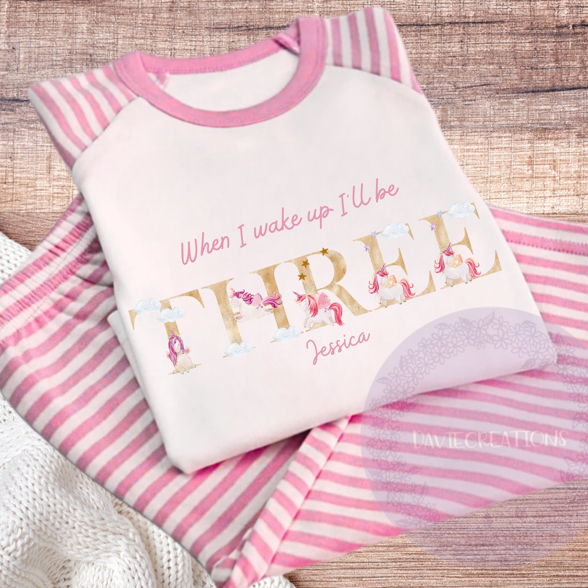 When I Wake up Birthday Pyjamas Girls Unicorn Birthday Pjs 1st Birthday ...