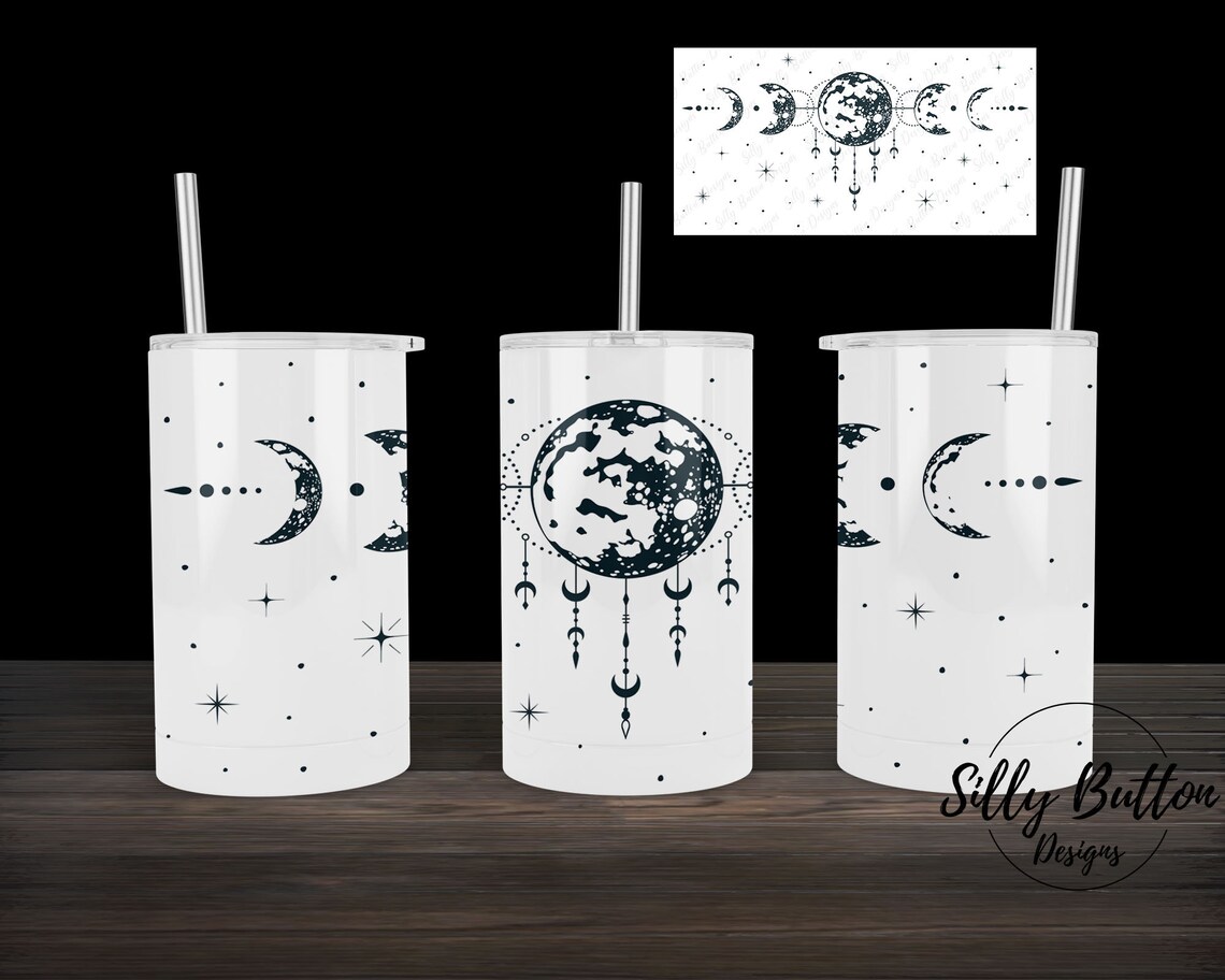 Celestial Moon Phases With Stars Night Sky Sublimation Straight Sippy ...