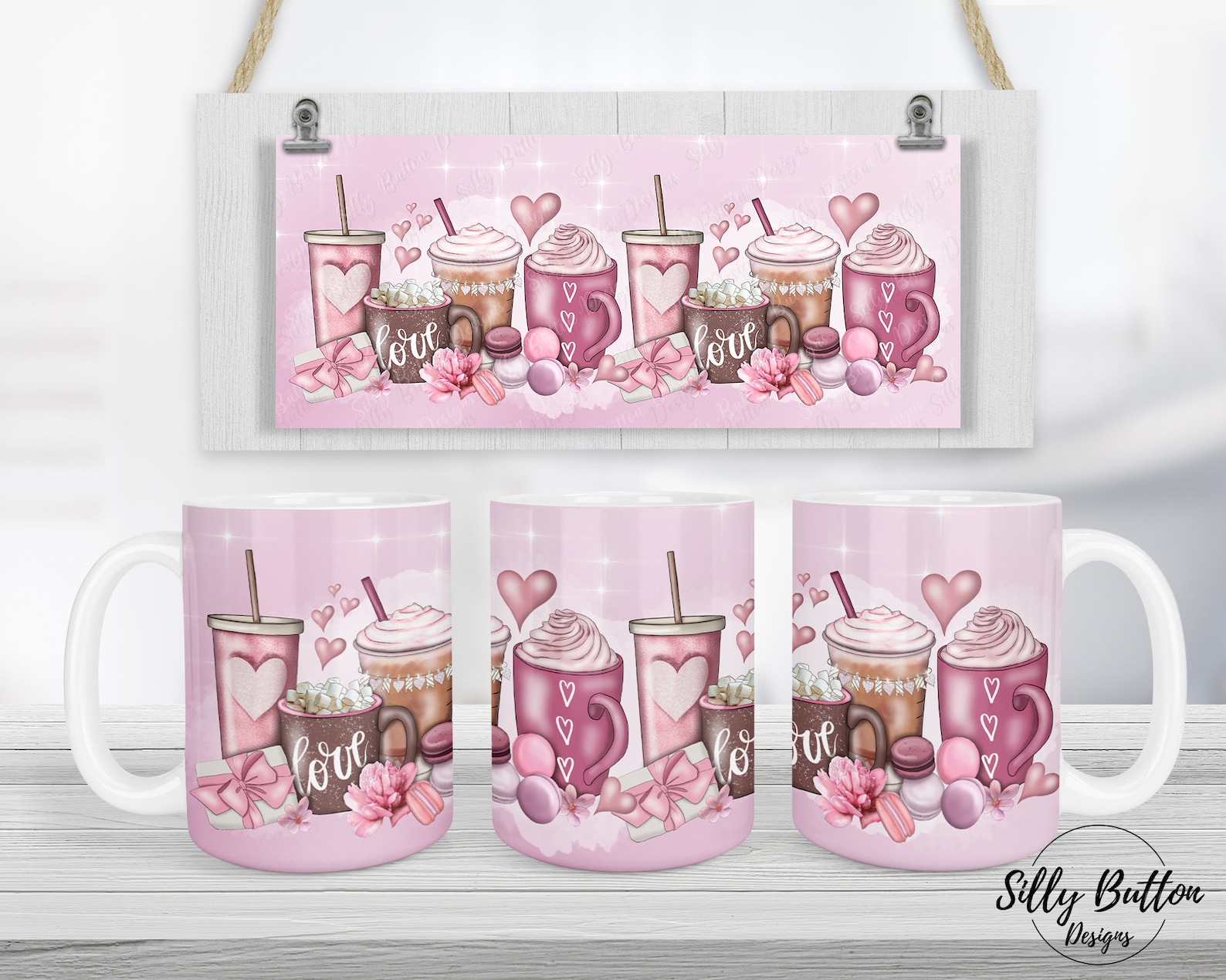 Pink Love Coffee Mugs Latte Cups Valentine's Day - Etsy