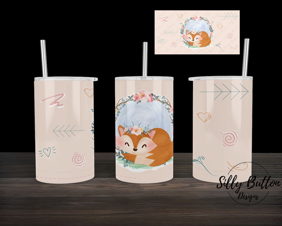 Cute Fox With Doodles Forest Animal Sublimation Straight Sippy Cup ...