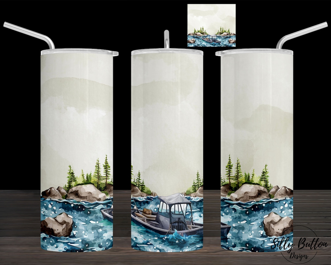 Boat in Water Landscape Scene Ship Fishing Hobby Sublimation Skinny ...
