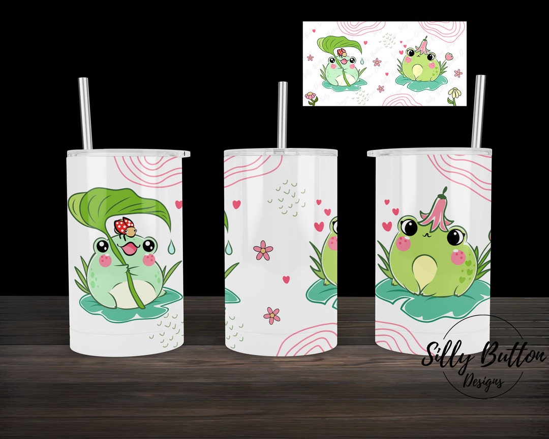 Two Cute Frogs on Lily Pads Animal Green and Pink Sublimation Straight ...