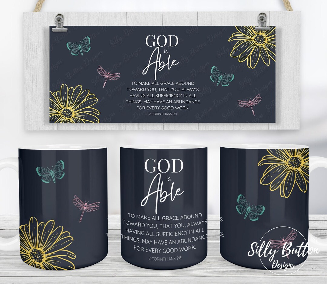 God is Able Grace Abound Bible Verse Sublimation Mug Design, 11oz (or ...