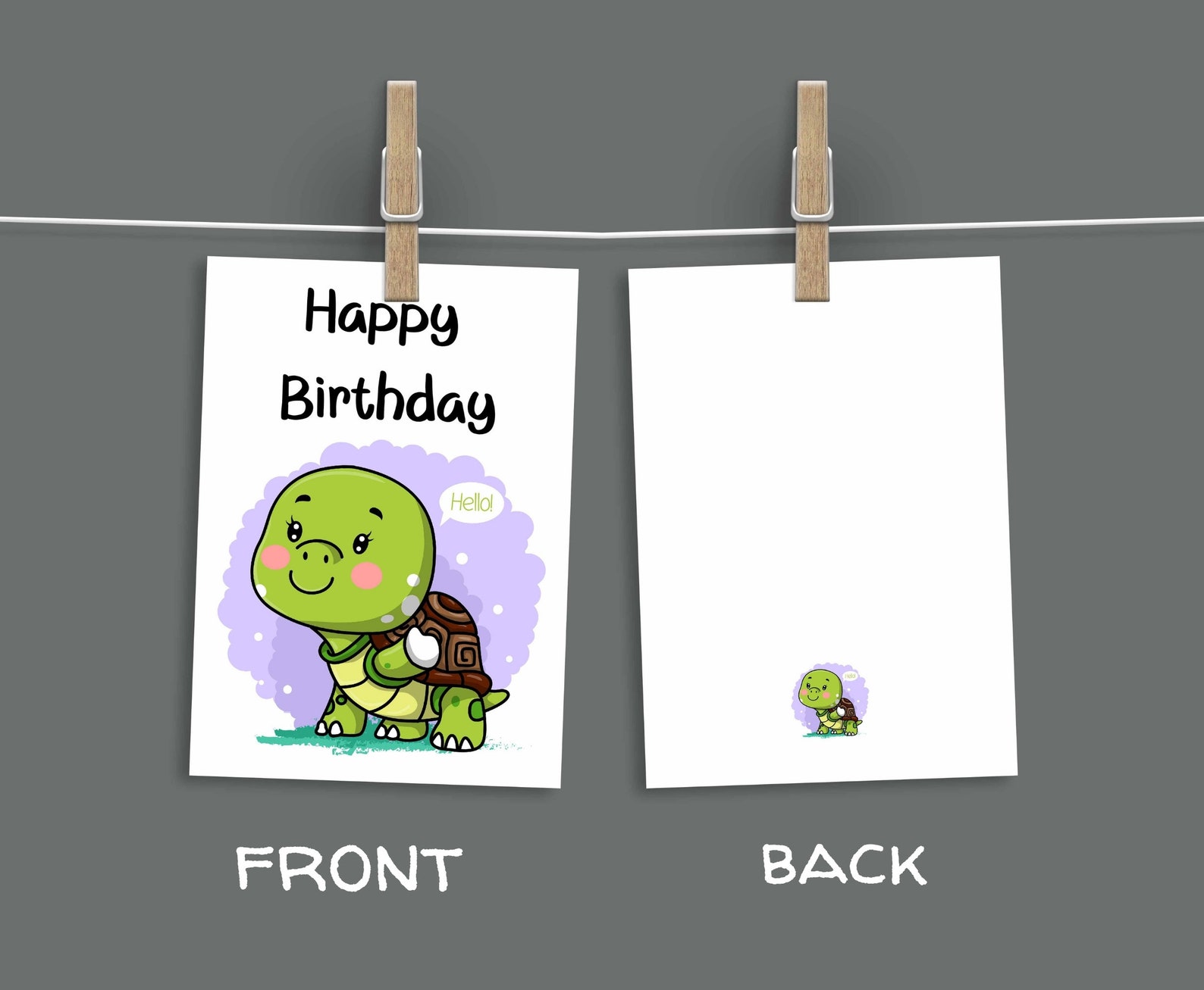 Happy Birthday Turtle Card PDF & JPG Printable Instant Digital - Etsy