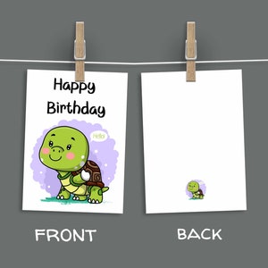 Happy Birthday Turtle Card PDF & JPG Printable Instant Digital Download ...