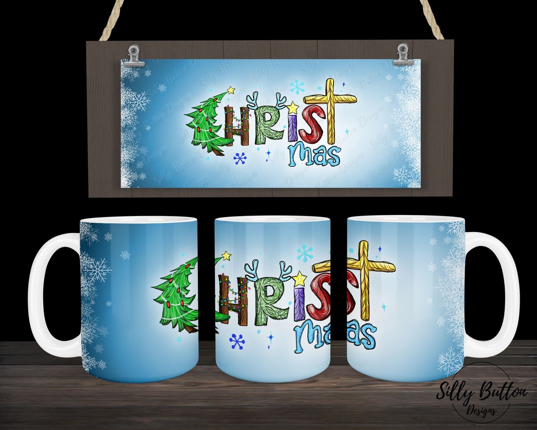Christmas Christ Blue W Snowflakes Faith Sublimation Mug Design, 11oz ...