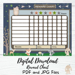 Woodland Animals Digital Printable Reward Chart / Weekly Kids - Etsy