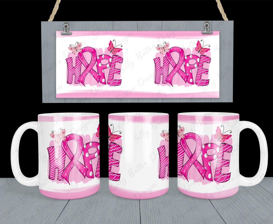 Breast Cancer Pink Ribbon HOPE Sublimation Mug Design 11oz | Etsy