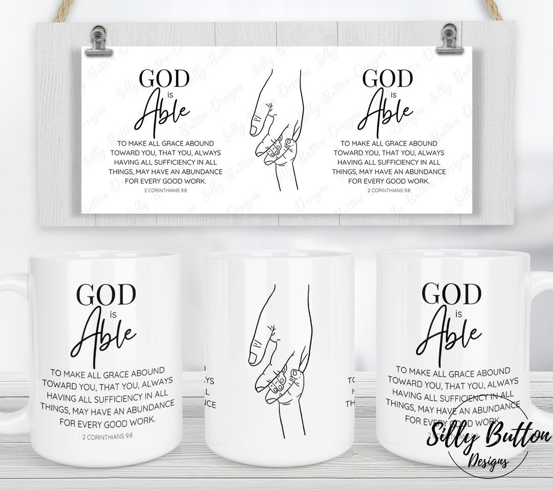 God is Able Grace Abound Bible Verse White Sublimation Mug Design, 11oz ...