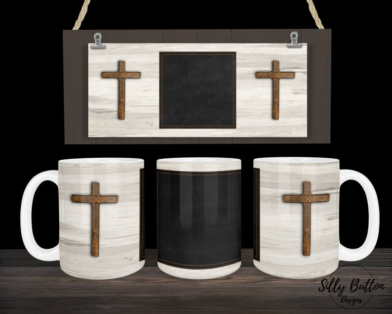 Cross Blank Box W Woodgrain Background Add Your Own Text Sublimation ...