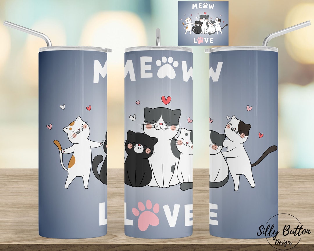 Meow Love Cats Kittens Anime Kawaii Style Pets Animals Sublimation ...