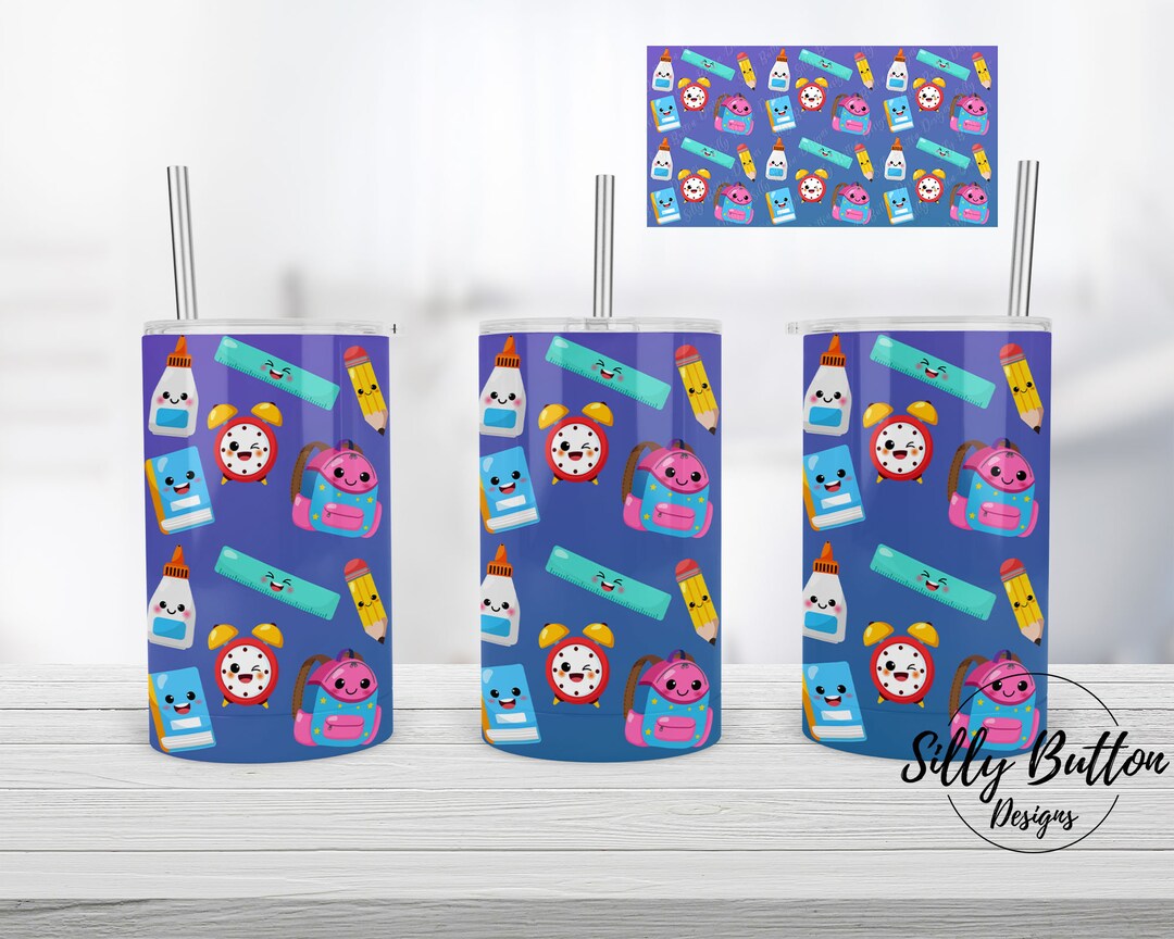 School Supplies Book Pencil Ruler Sublimation Straight Sippy Cup ...