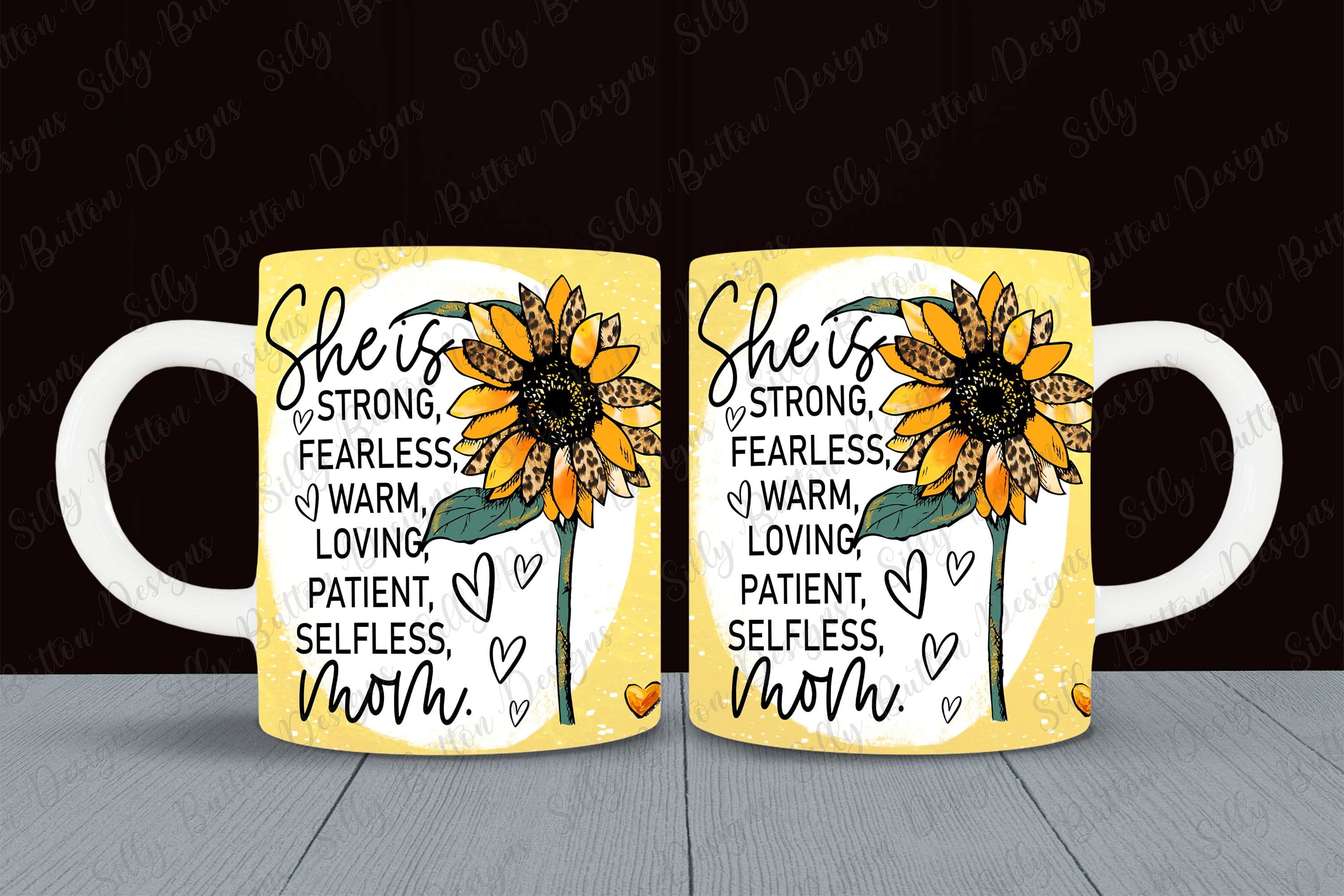 She is Strong, Fearless... Mom Yellow 2 Sided Sublimation Mug Design ...