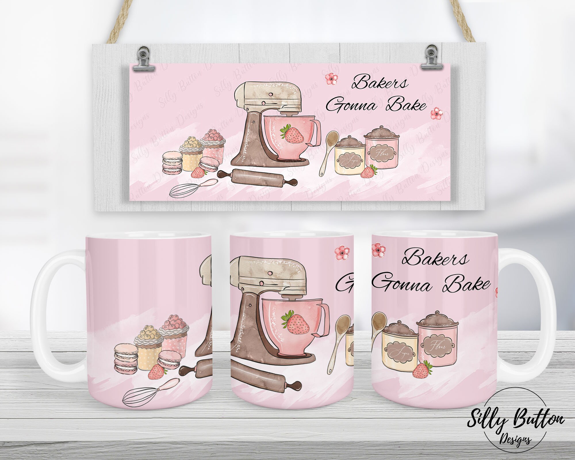 Bakers Gonna Bake Pink Mixer Cooking Chef Sublimation Mug Design, 11oz ...