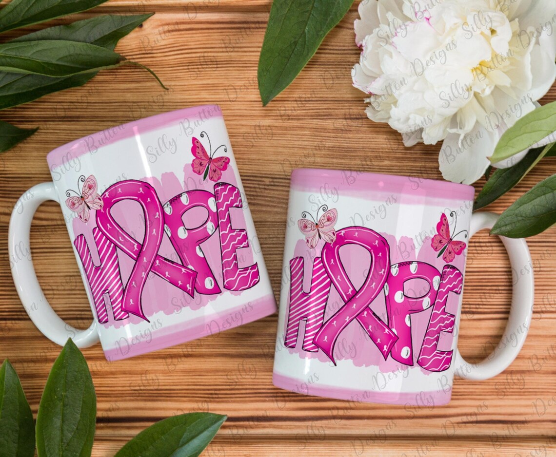 Breast Cancer Pink Ribbon HOPE Sublimation Mug Design 11oz - Etsy
