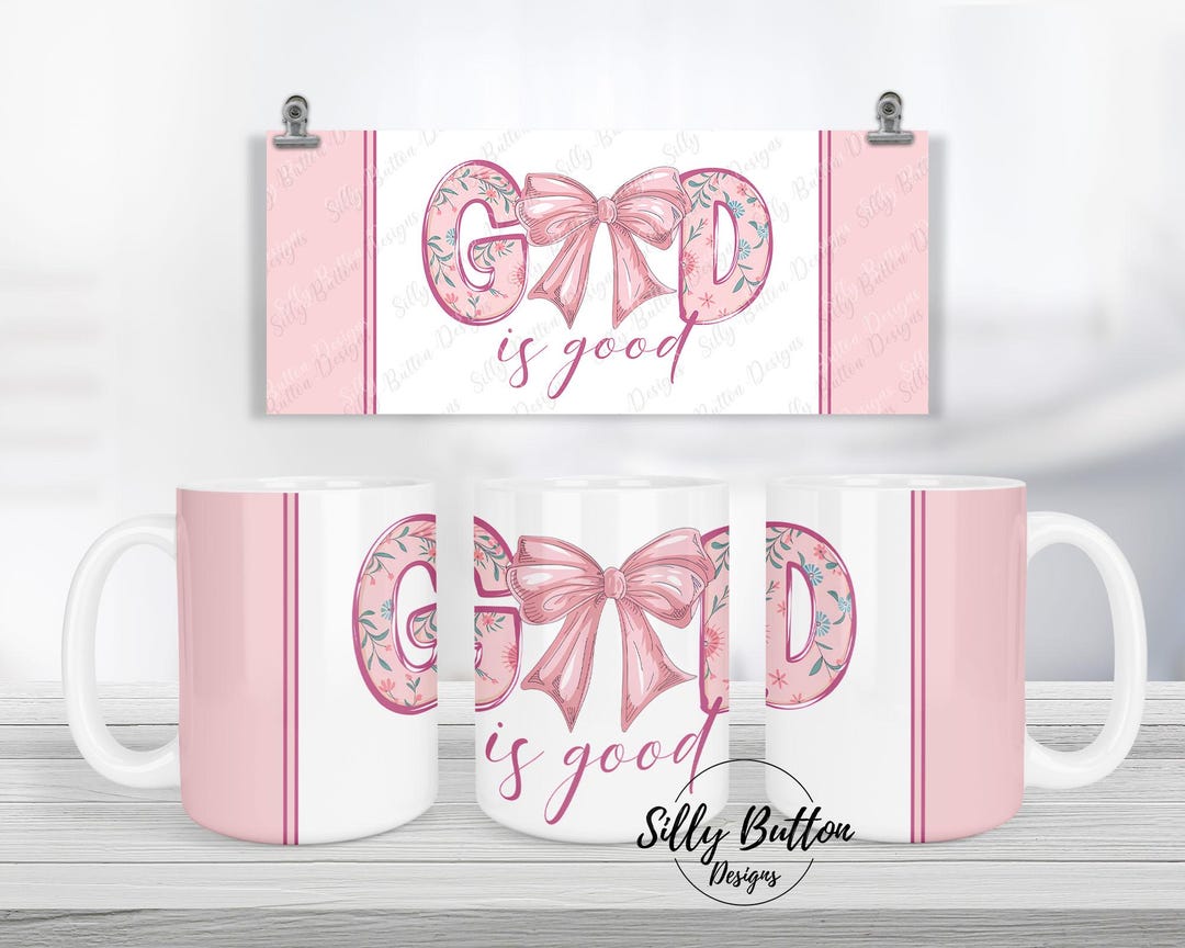 God is Good Pink Christian Religious Faith Floral Sublimation Mug ...