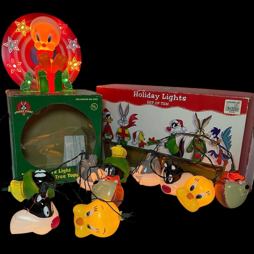 Looney Tunes Tweety Bird 12 Light Christmas Tree Topper & 10 Light Set ...