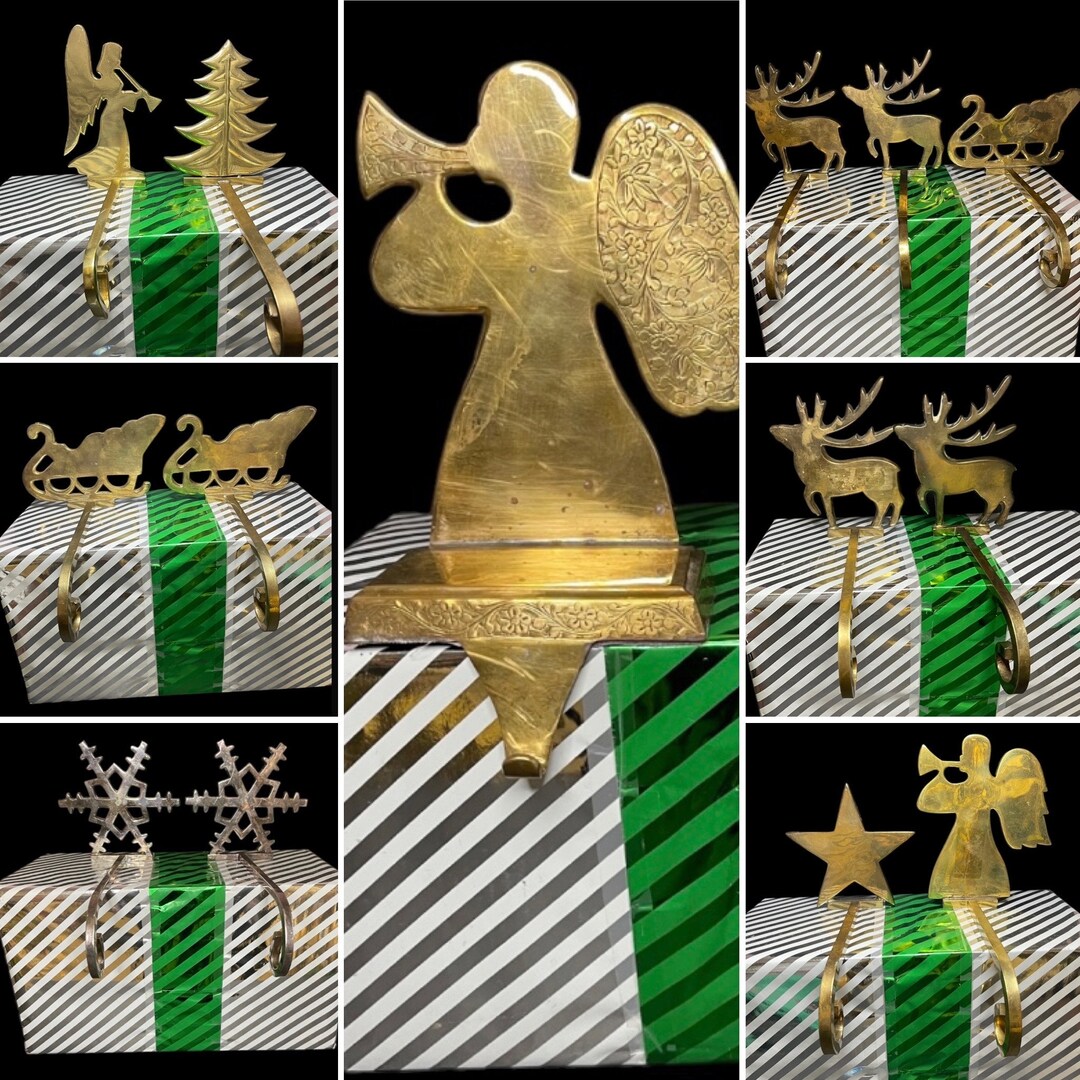 Vintage Brass Long Arm Stocking Holders - Etsy