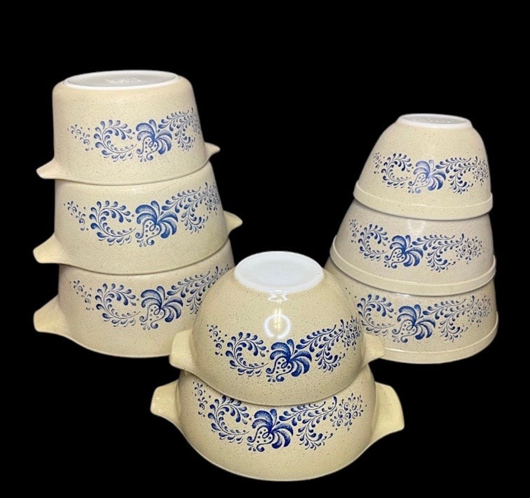Vintage Pyrex Homestead Tan/blue Speckled 3-pc Casserole no Lids , 3-pc ...