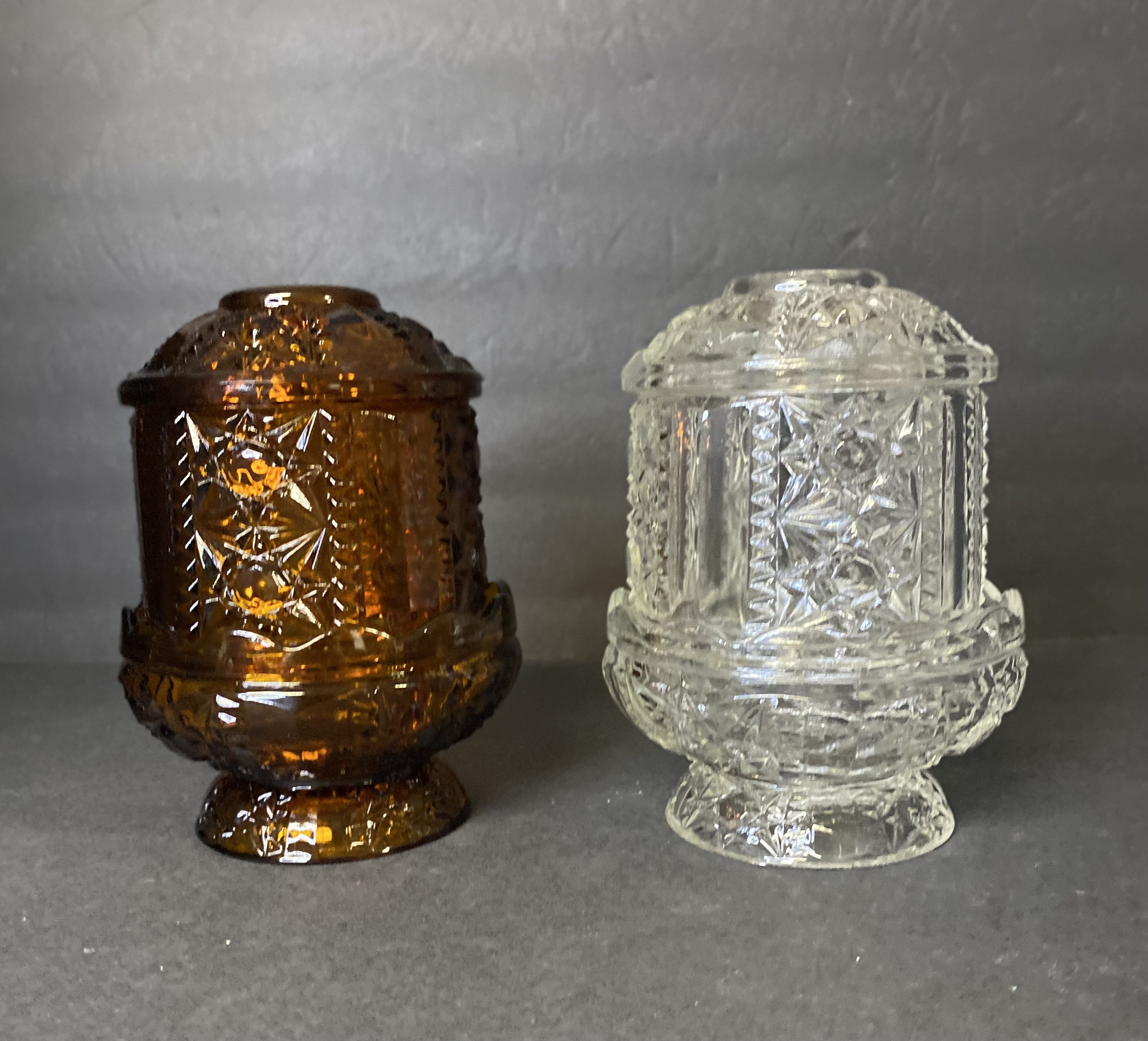 RARE Vintage AMBERINA LE Smith Daisy Button footed fairy lamp ...