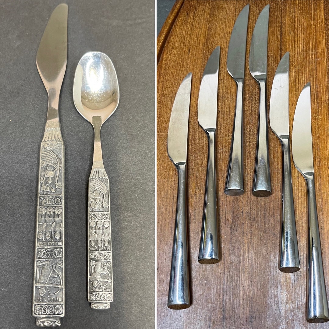 Scandinavian Konge-tinn Knives & Teaspoons, Dansk Bistro Knives - Etsy