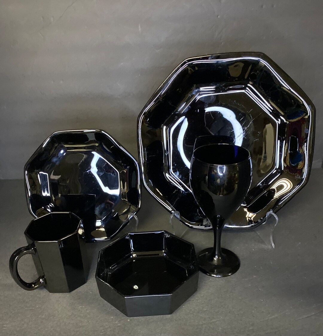 ARCOROC France Octime Black Full Set, Dinnerware Set - Etsy