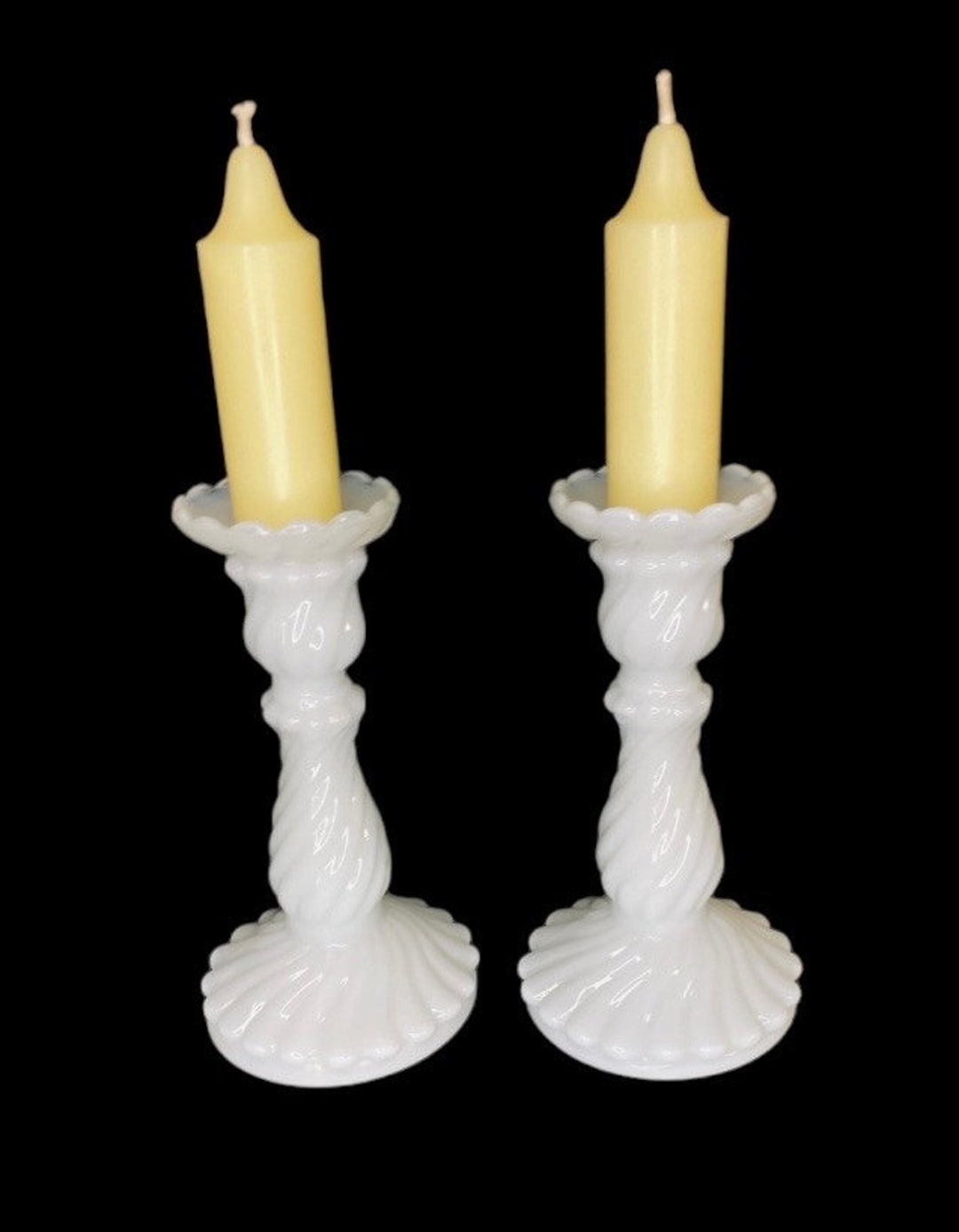 Antique Mckee Ray Candlesticks, 8 Milk Glass, Swirl Design - Etsy