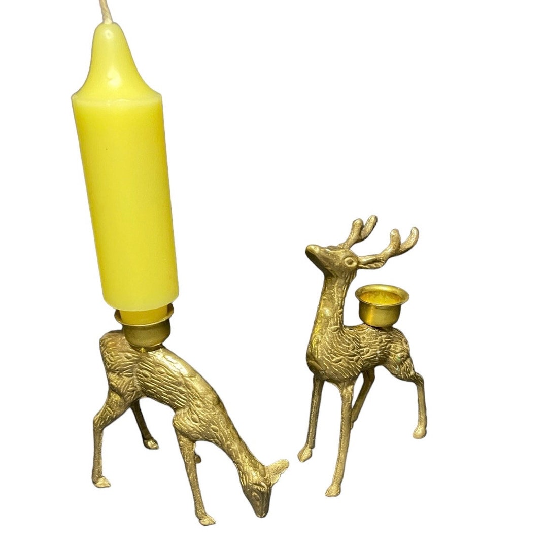 Reindeer Candlesticks Vintage Brass Christmas Deer Decor. - Etsy