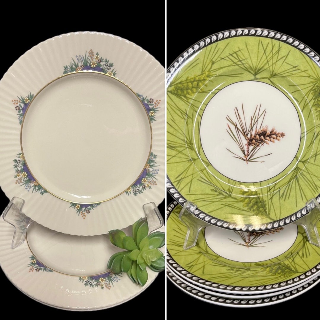 LENOX 11 Rutledge Enamel Flowers Gold Trim 3-pc Plates, Lenox 9 1/2 ...