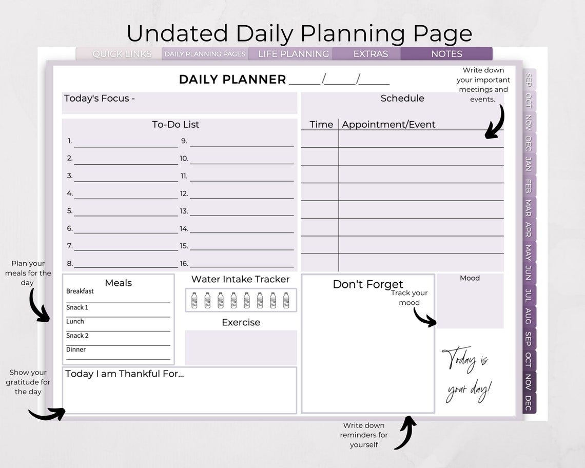 Undated Digital Planner for Goodnotes Notability, Digital Life Planner ...