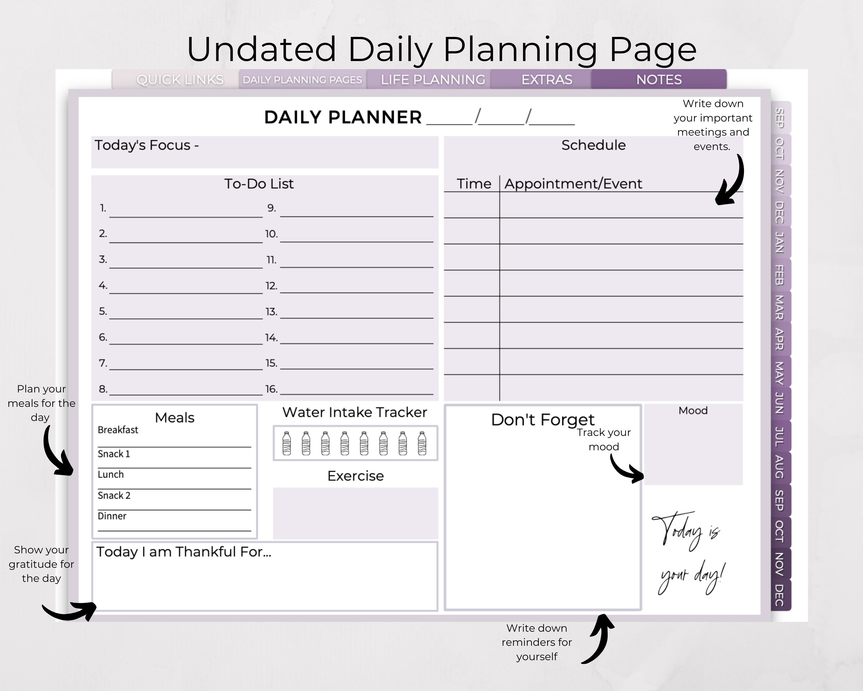Undated Digital Planner for Goodnotes + Notability, Digital Life ...